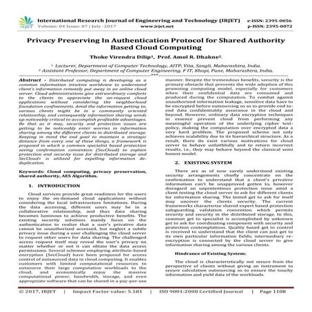 Privacy Preserving In Authentication Protocol For Shared Authority Based Cloud Computing Pdf 7758