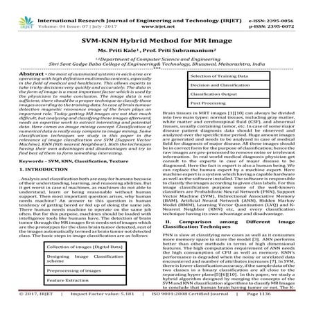 SVM-KNN Hybrid Method for MR Image | PDF