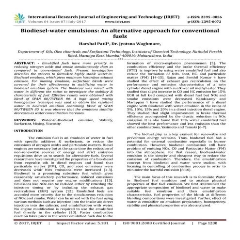 Fuel water emulsions | PPTX