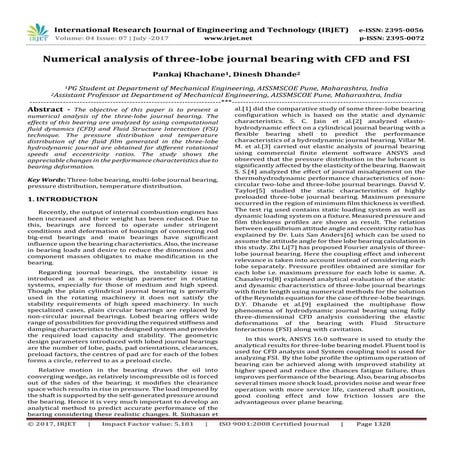Numerical Analysis of Three-lobe Journal Bearing with CFD and FSI | PDF ...