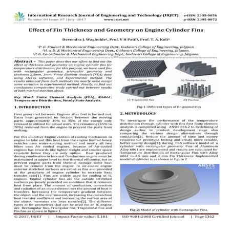 Effect of Fin Thickness and Geometry on Engine Cylinder Fins | PDF