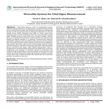 Wearable System for Vital Signs Measurement | PDF