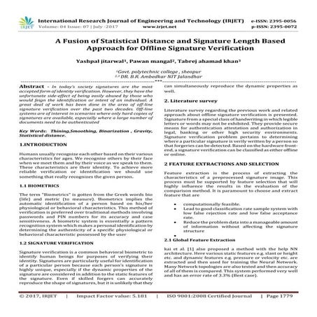 A Fusion Of Statistical Distance And Signature Length Based Approach