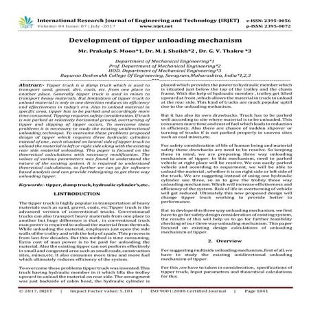 Development Of Tipper Unloading Mechanism | PDF