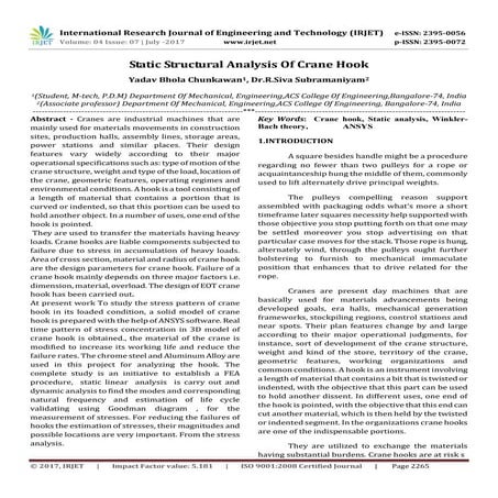 Static Structural Analysis of Crane Hook | PDF