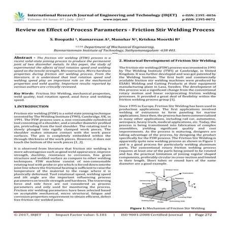Review on Effect of Process Parameters - Friction Stir Welding Process ...