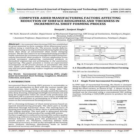 Computer Aided Manufacturing Factors Affecting Reduction Of Surface Roughness And Thickness In