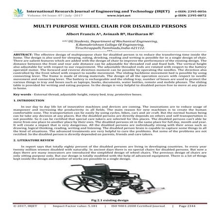 Multi Purpose Wheel Chair for Disabled Persons | PDF