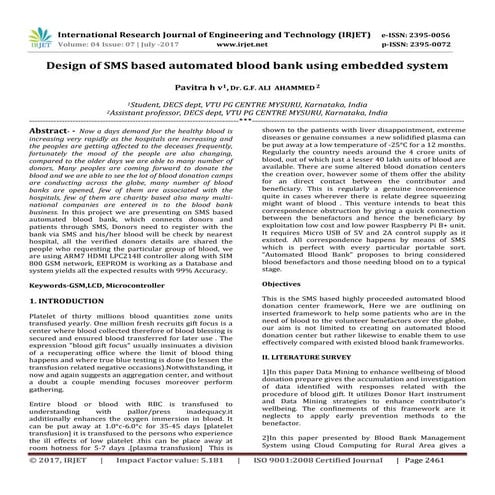 AUTOMATED BLOOD BANK SYSTEM | PDF