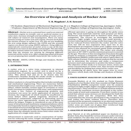 An Overview of Design and Analysis of Rocker Arm | PDF | Science