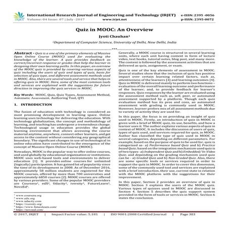 Quiz in MOOC: An Overview | PDF