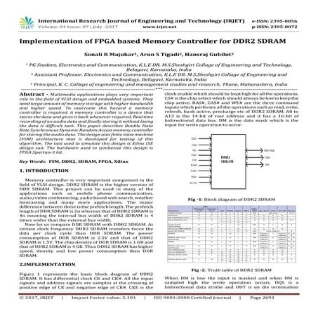 Implementation Of Fpga Based Memory Controller For Ddr2 Sdram Pdf 2229