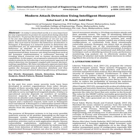 Modern Attack Detection Using Intelligent Honeypot Pdf 