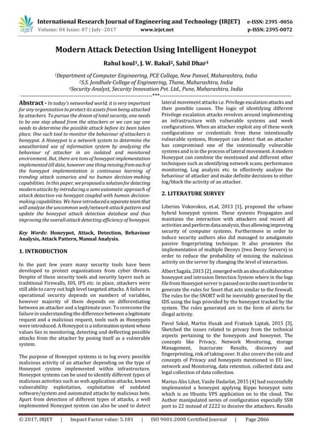 Modern Attack Detection Using Intelligent Honeypot Pdf