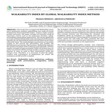 Walkability Index by Global Walkability Index Method | PDF