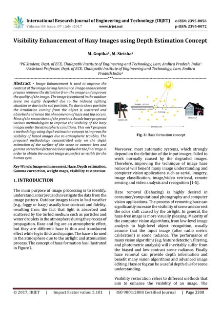 Visibility Enhancement Of Hazy Images Using Depth Estimation Concept Pdf