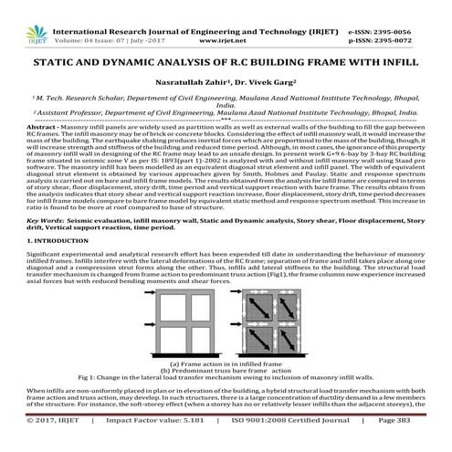 Static and Dynamic Analysis of R.C Building Frame with Infill | PDF