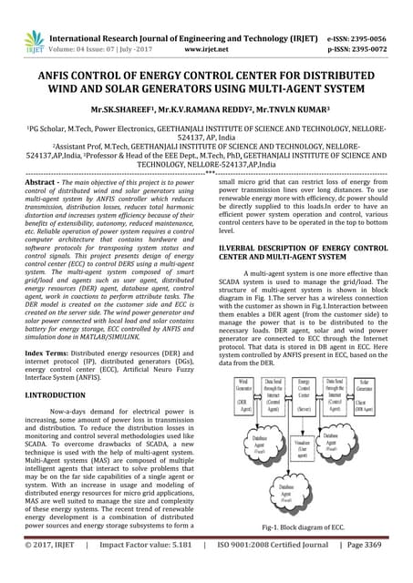 Anfis Control Of Energy Control Center For Distributed Wind And Solar