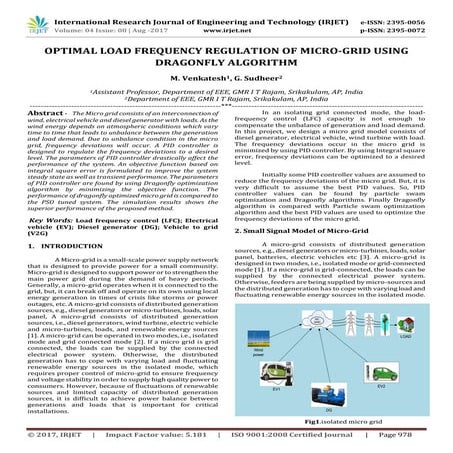 Optimal Load Frequency Regulation Of Micro Grid Using Dragonfly Algorithm Pdf
