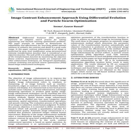 Image Contrast Enhancement Approach Using Differential Evolution And Particle Swarm Optimization