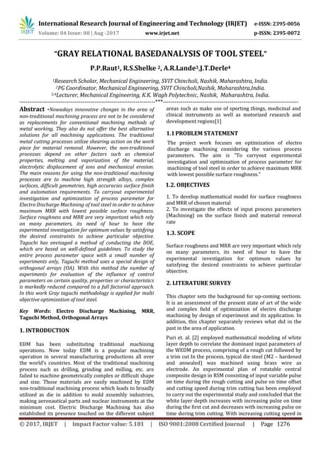 Gray Relational Basedanalysis Of Tool Steel Pdf