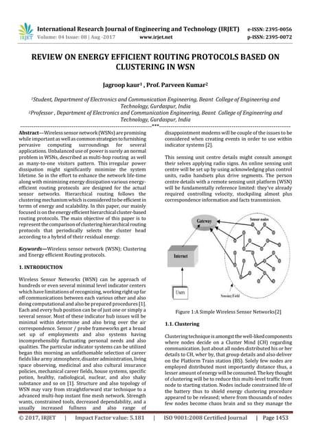 Review On Energy Efficient Routing Protocols Based On Clustering In Wsn