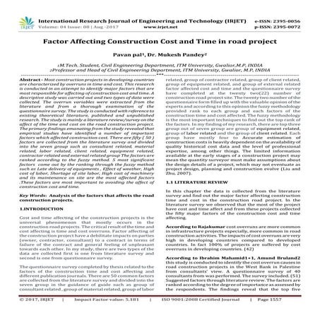 Factor Affecting Construction Cost and Time in road project | PDF