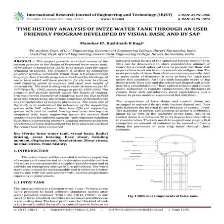 Time History Analysis of Intze Water Tank through an User Friendly Program Developed by Visual ...