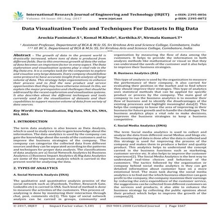 Data Visualization Tools and Techniques for Datasets in Big Data | PDF