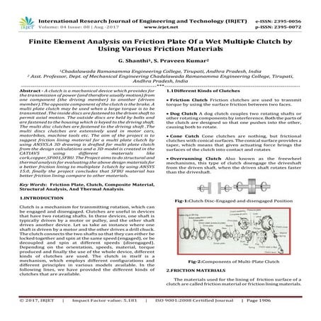 Finite Element Analysis on Friction Plate of a Wet Multiple Clutch by using Various Friction ...