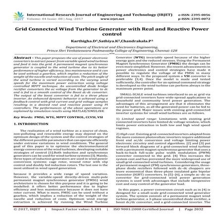 Grid Connected Wind Turbine Generator With Real And Reactive Power Control Pdf