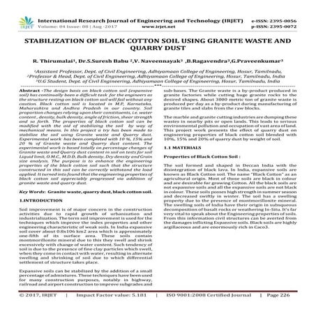 Stabilization of Black Cotton Soil using Granite Waste and Quarry Dust ...