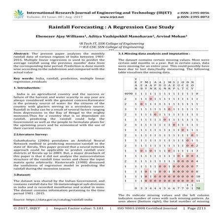 Rainfall Forecasting : A Regression Case Study | PDF