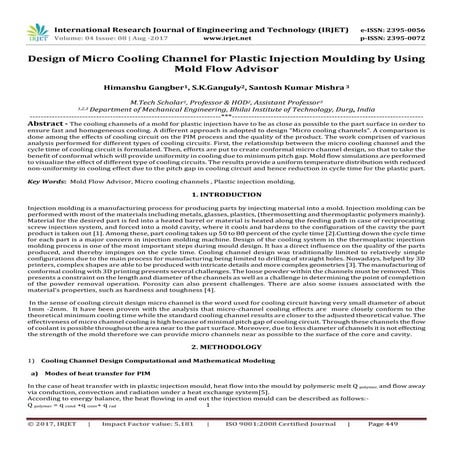 Design of Micro Cooling Channel for Plastic Injection Moulding by using ...