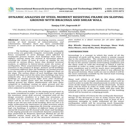 Dynamic Analysis of Steel Moment Resisting Frame on Sloping Ground with Bracings and Shear Wall ...