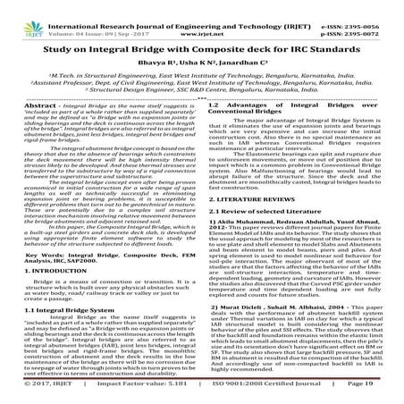 Study on Integral Bridge with Composite deck for IRC Standards | PDF