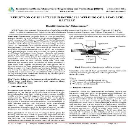 Reduction of Splatters in Intercell Welding of a Lead Acid Battery | PDF