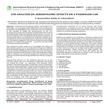 CFD Analysis on Aerodynamic Effects on a Passenger Car | PDF