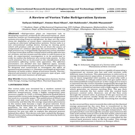 A Review of Vortex Tube Refrigeration System | PDF