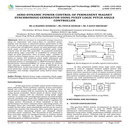 Aero Dynamic Power Control of Permanent Magnet Synchronous Generator using Fuzzy Logic Pitch ...