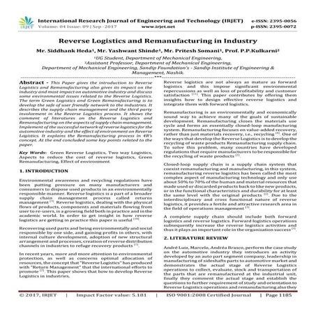 Reverse Logistics And Remanufacturing In Industry Pdf