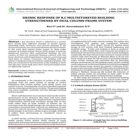 Seismic Response of R.C Multi-storeyed Building Strengthened by Dual Column Frame System | PDF ...