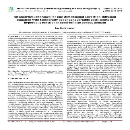 An Analytical Approach For One Dimensional Advection Diffusion Equation With Temporally 6250