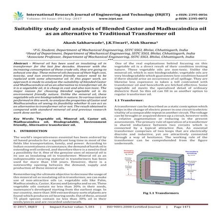 Suitability Study and Analysis of Blended Castor and Madhucaindica Oil as an Alternative to ...