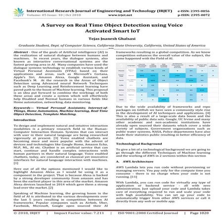 Irjet A Survey On Real Time Object Detection Using Voice Activated