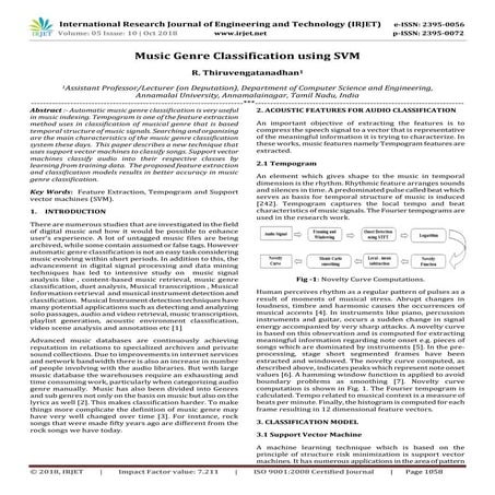 IRJET- Music Genre Classification using SVM | PDF