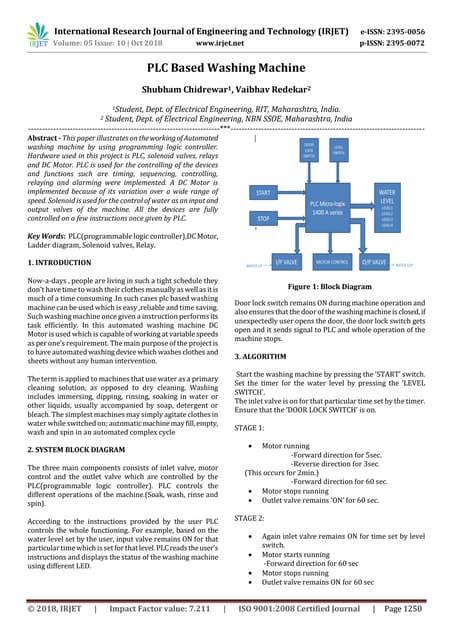 IRJET- PLC based Washing Machine | PDF IRJET- PLC based Washing Machine | PDF