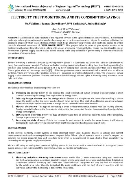 Power theft detection | PPTX | Gas and Electric | Home Utilities