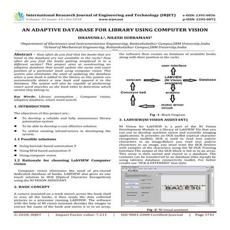 IRJET- An Adaptive Database for Library using Computer Vision | PDF