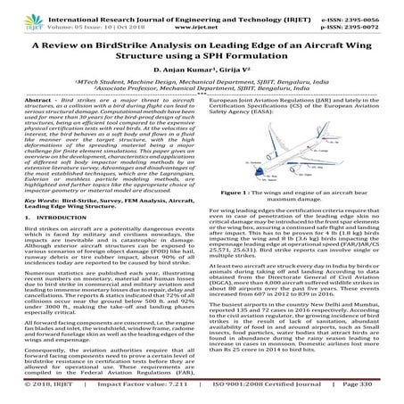 IRJET- A Review on Birdstrike Analysis on Leading Edge of an Aircraft ...